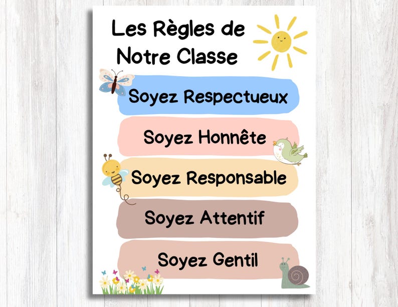 French Class Rules Poster: Pastel Classroom Decor (PDF) - Etsy