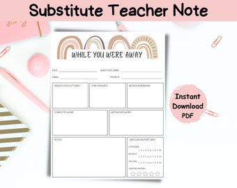 Substitute Teacher Note- While You Were Away - Etsy