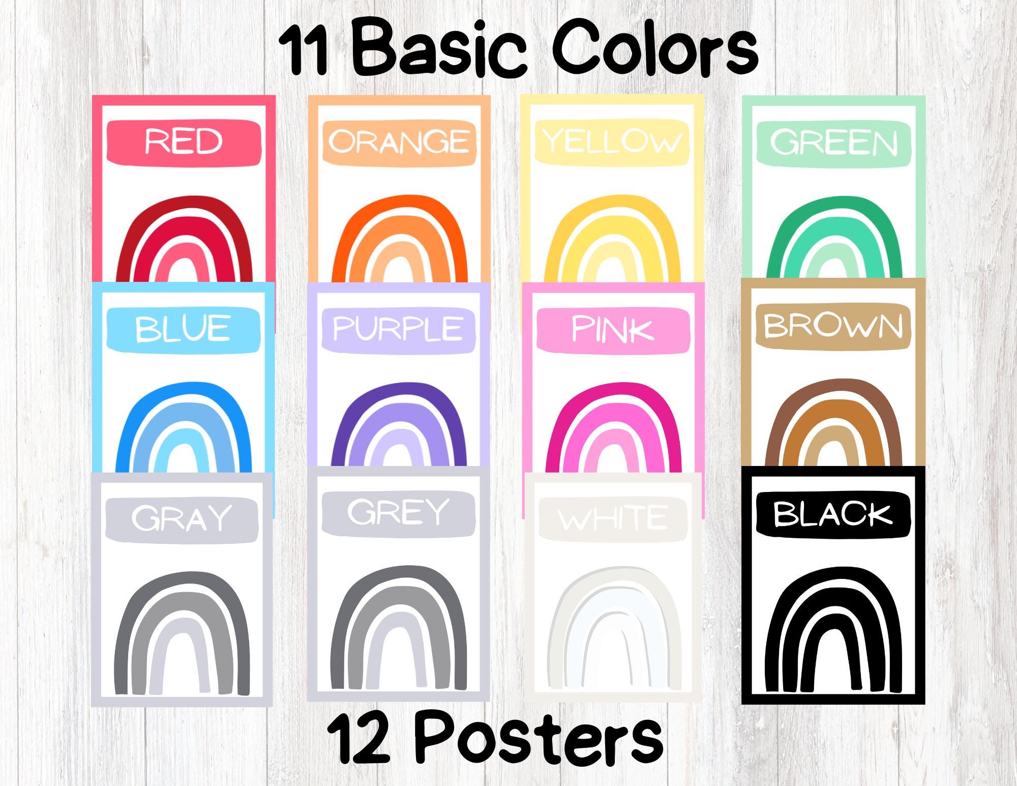 Basic Colors in English Classroom Display|monochromatic Rainbow Color ...