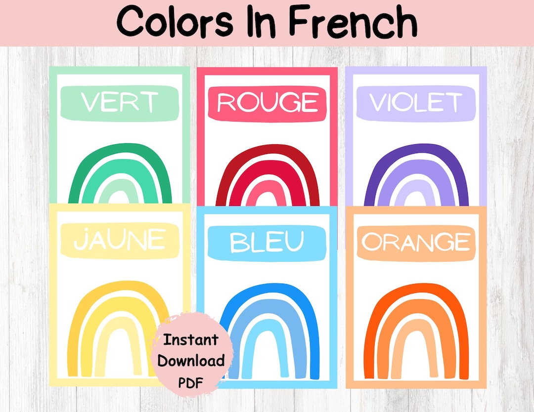 French Colors Poster: Rainbow Classroom Decor (PDF) - Etsy