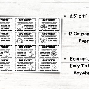 Substitute Teacher Reward Ticketsubstitute Teacher Resourcestudent ...