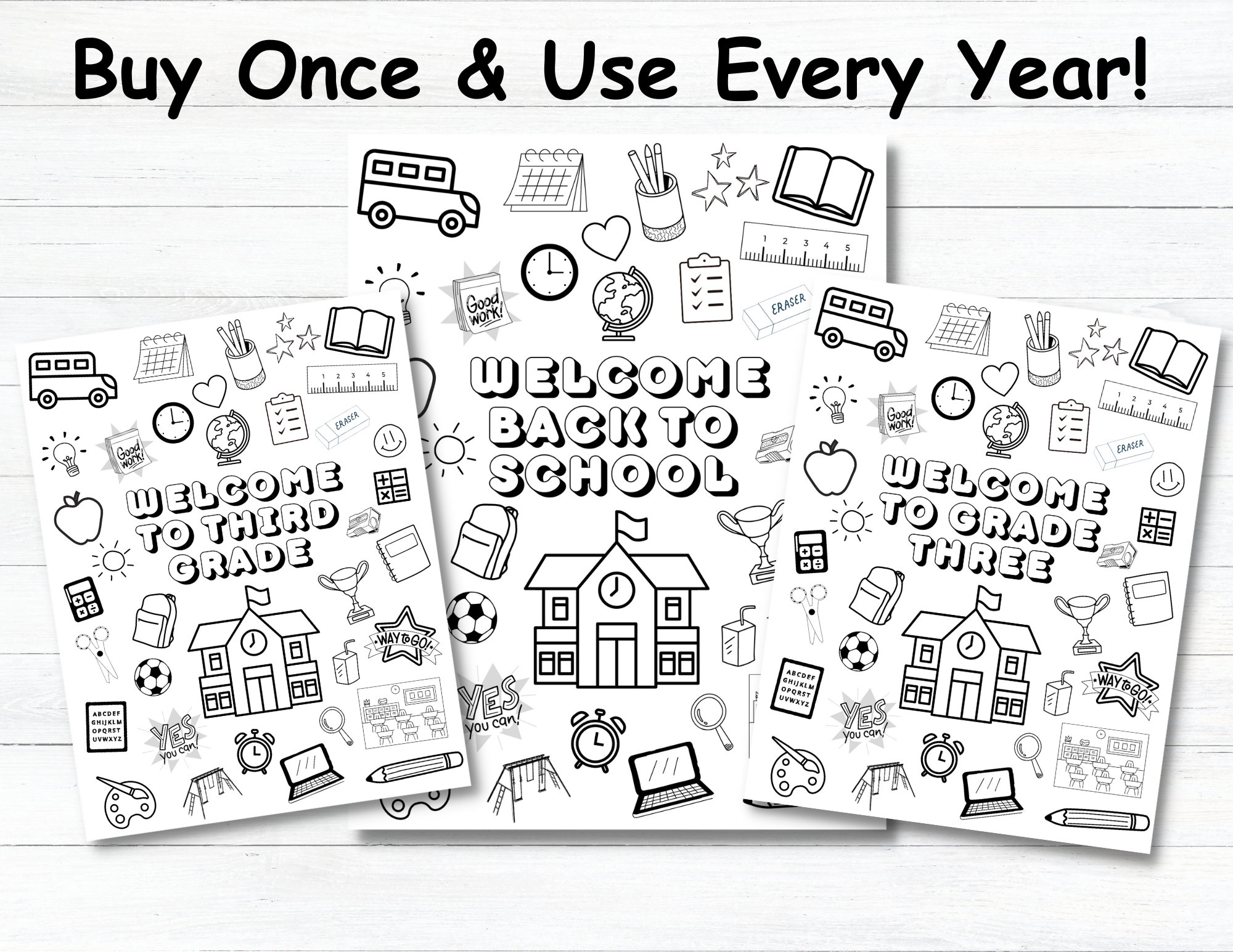 Welcome to Third Grade Coloring Pageswelcome Back to School - Etsy