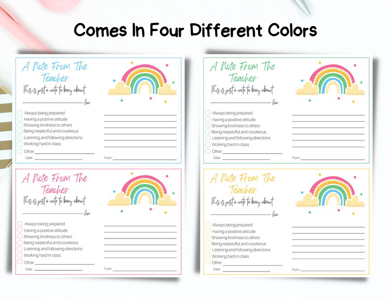 Positive Teacher Note Home to Parents|teacher Brag Card|student ...