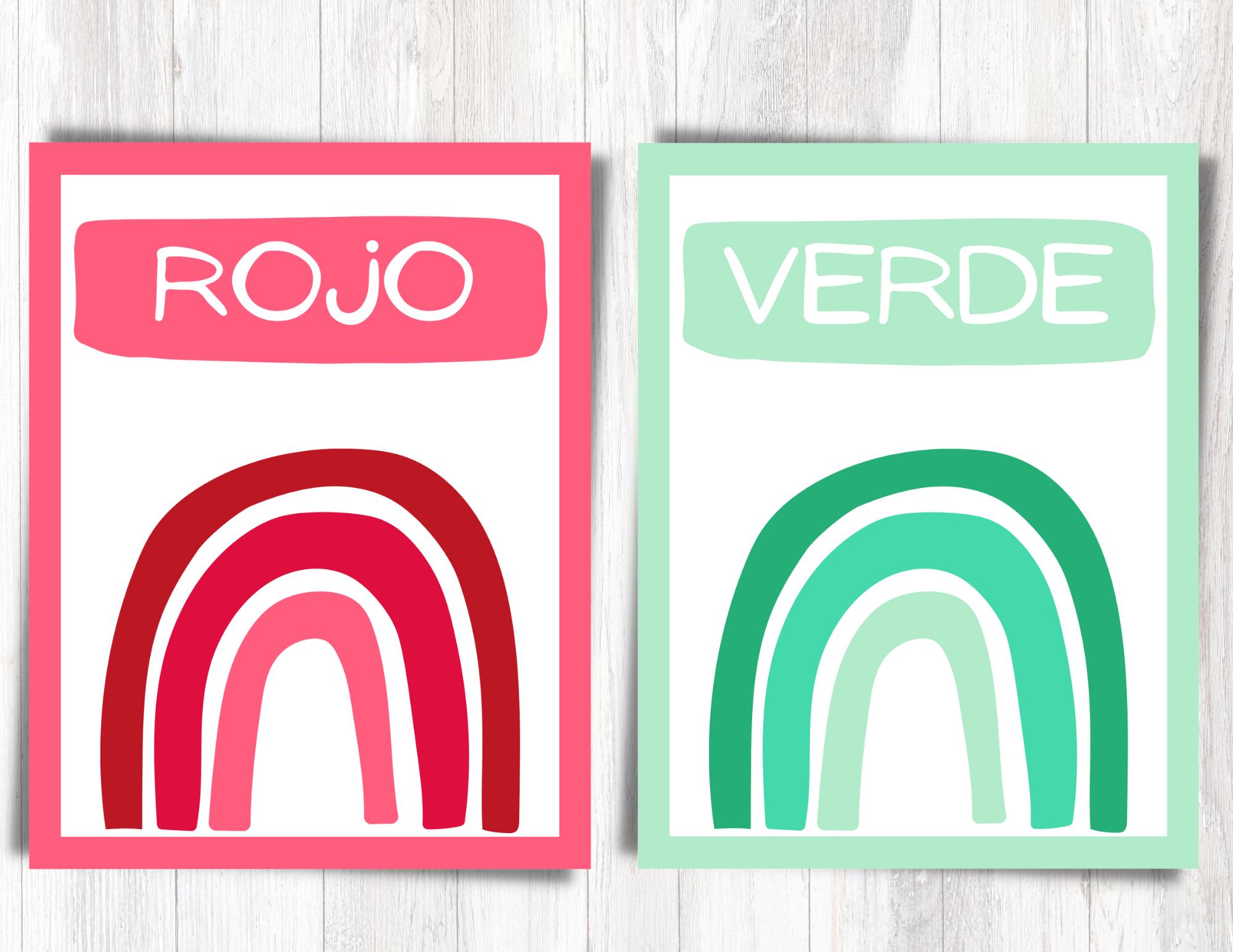 Spanish Colors Printable Posters: Rainbow Classroom Decor (PDF) - Etsy