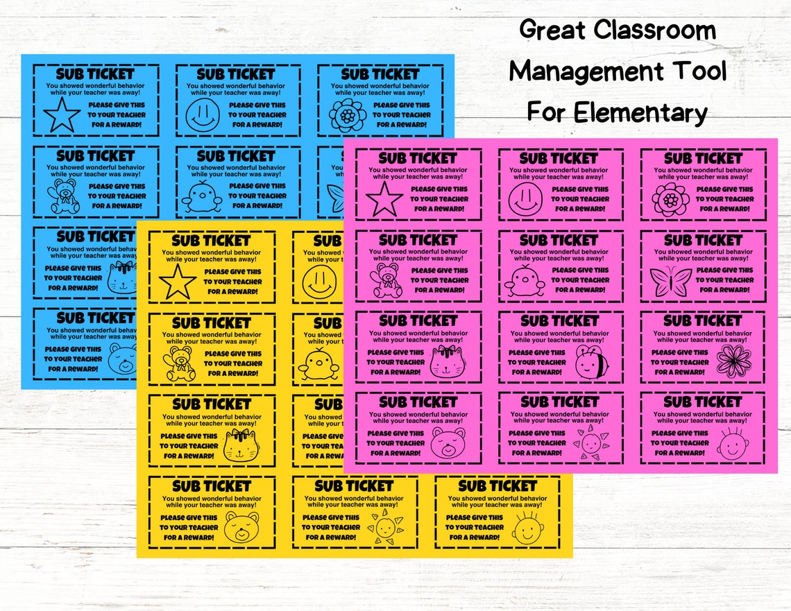 Substitute Teacher Reward Ticketsubstitute Teacher Resourcestudent ...