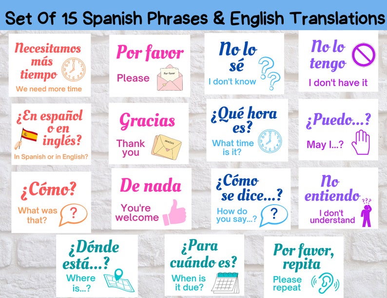 Common Spanish Classroom Phrases Poster Set|spanish Classroom Decor ...
