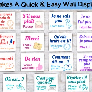 Common French Phrases Classroom Posters french Classroom Decorfrench ...