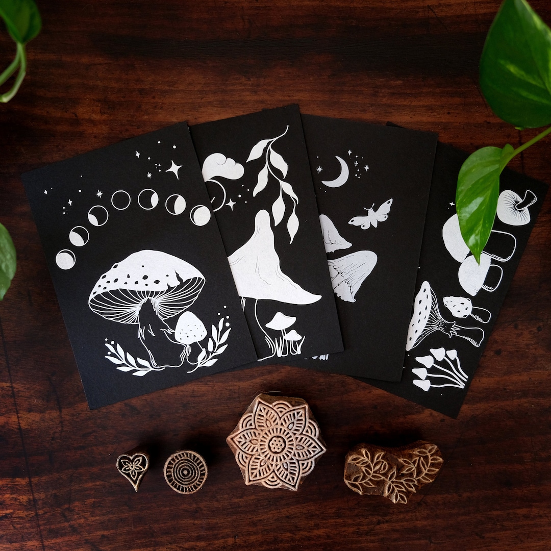 Magical Mushrooms Screenprints - Set of 4 – Original Handmade Mini ...