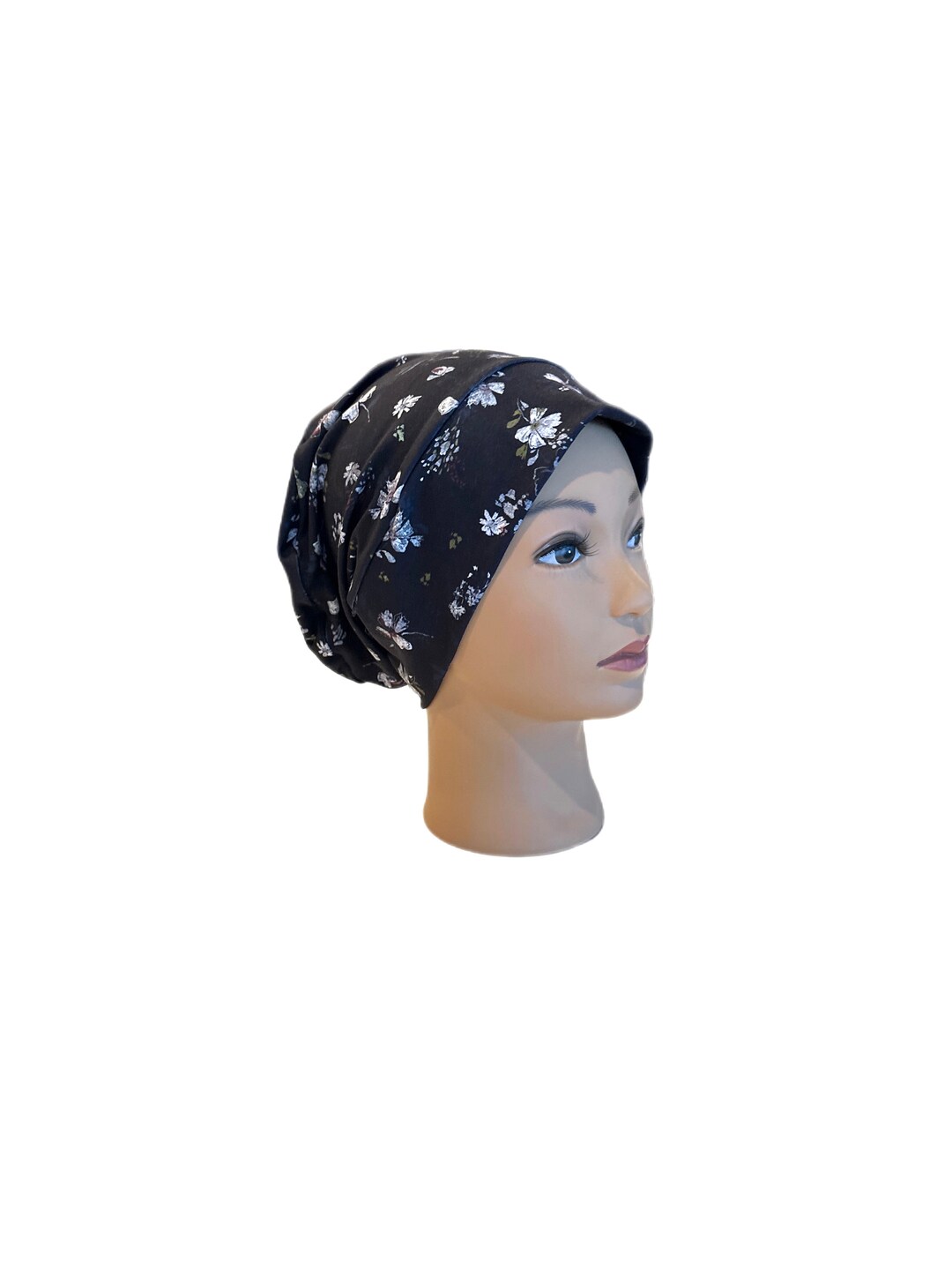 Black & White Floral Cancer Cap ~ Chemo Caps Designed for Cancer ...
