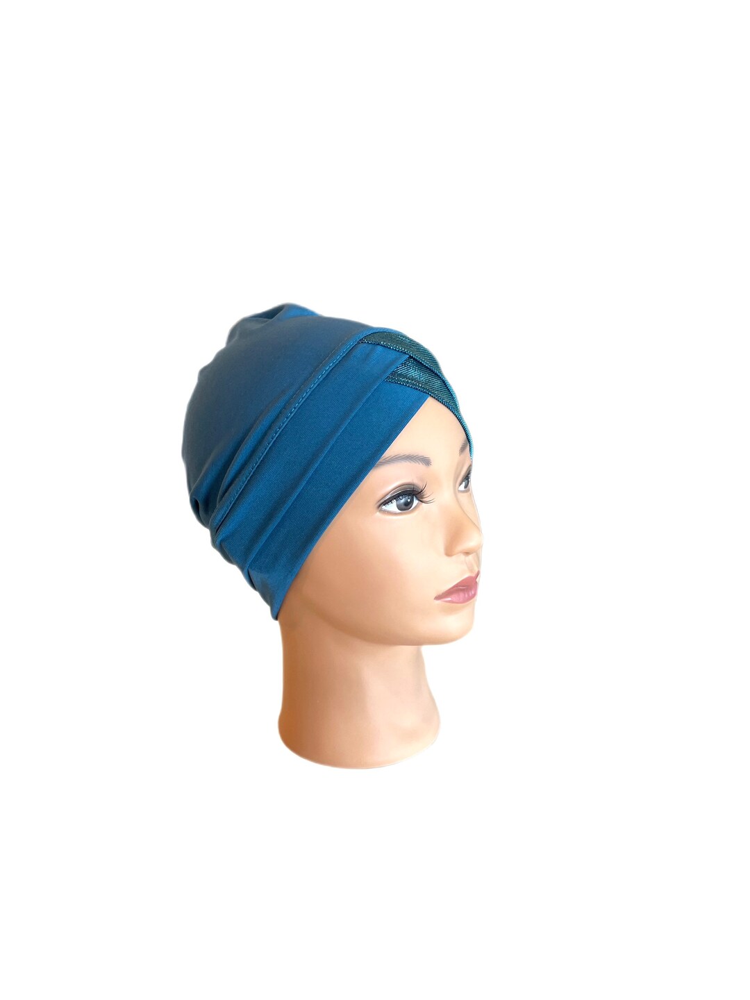 Blue Pleated Chemo Cap/turban~headwear for Hair Loss~chemo Hats~cancer ...