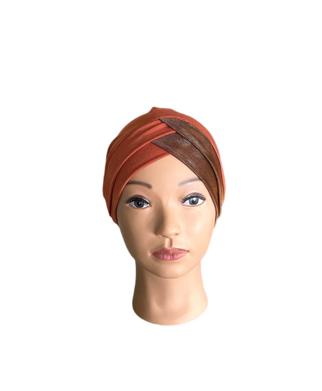 Burnt Orange Pleated Chemo Cap/turban~headwear for Hair Loss~chemo Hats ...