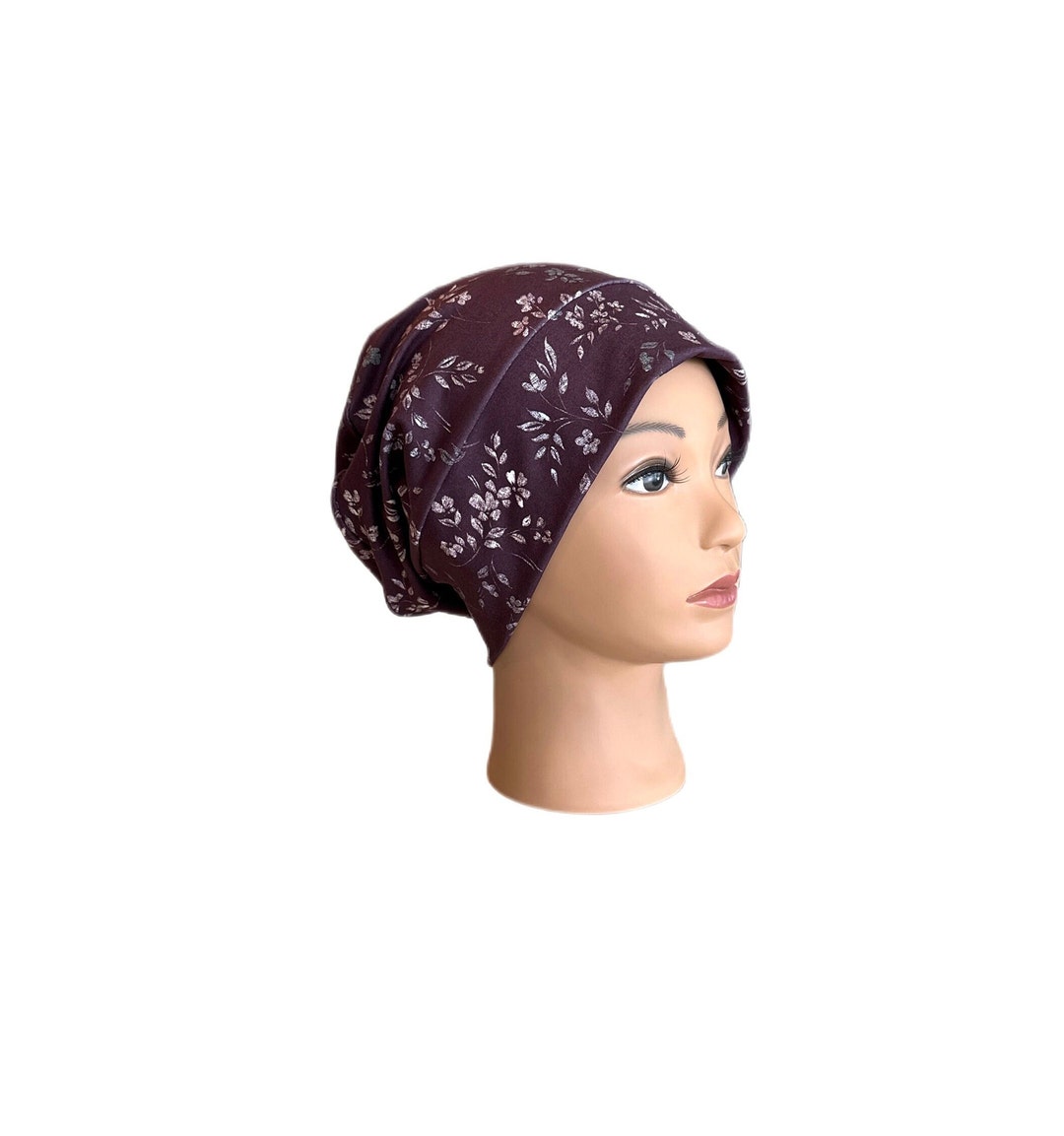 Dark Purple Floral Cancer Cap ~ Chemo Caps Designed for Cancer Patients ...