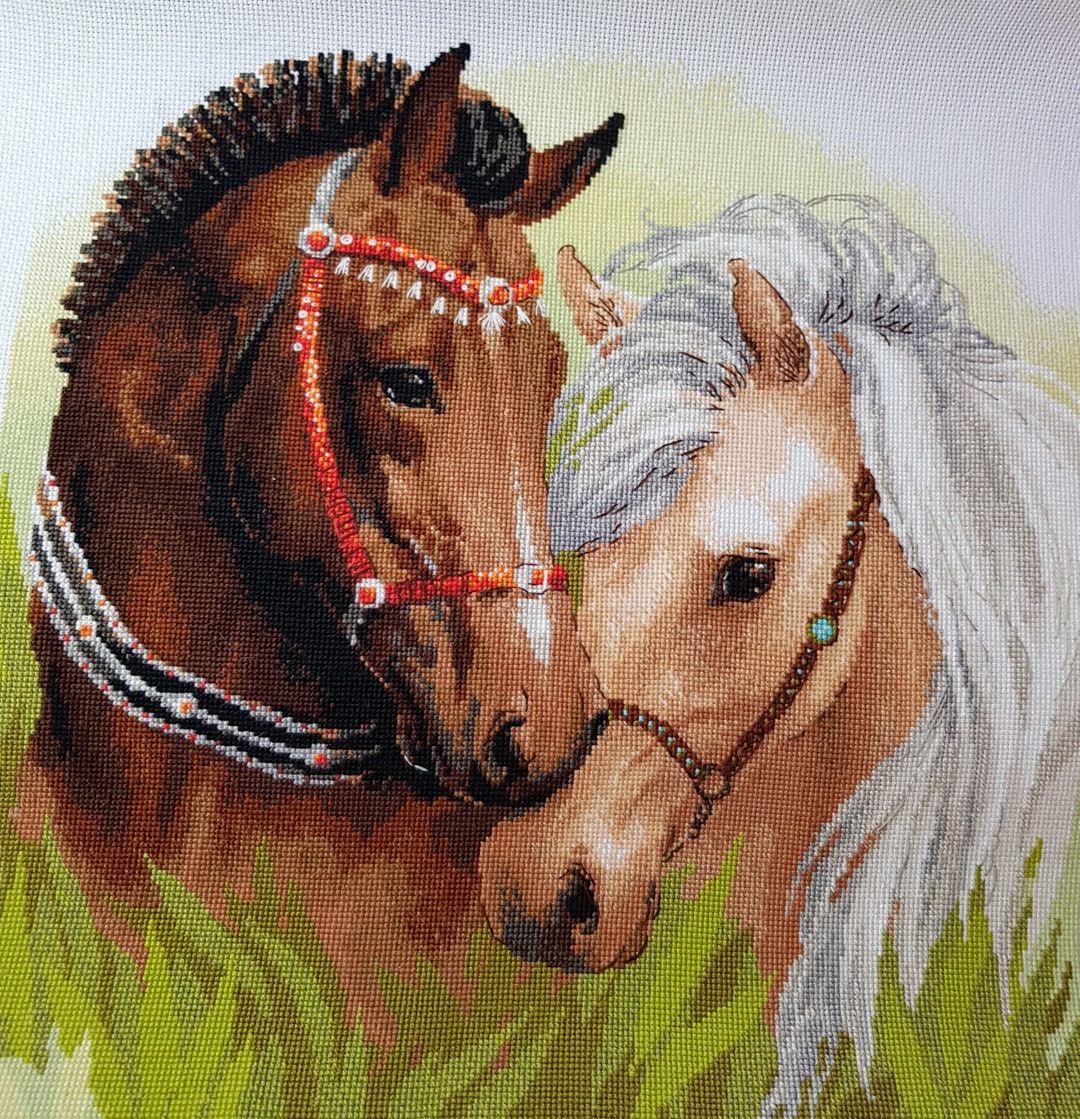 Finished Cross Stitch "horses" - Etsy
