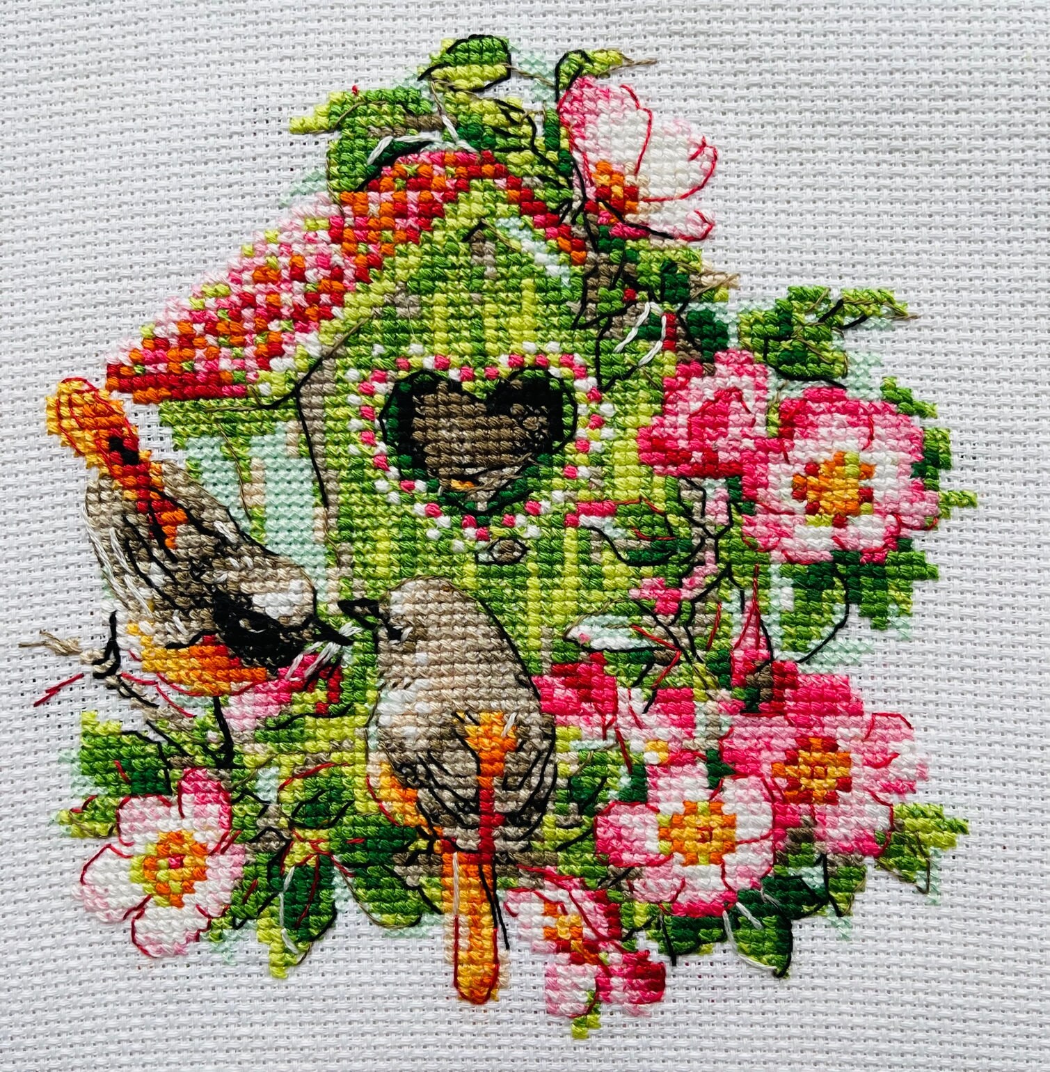 Finished Cross Stitch A Pair of Birds "happy Together" - Etsy