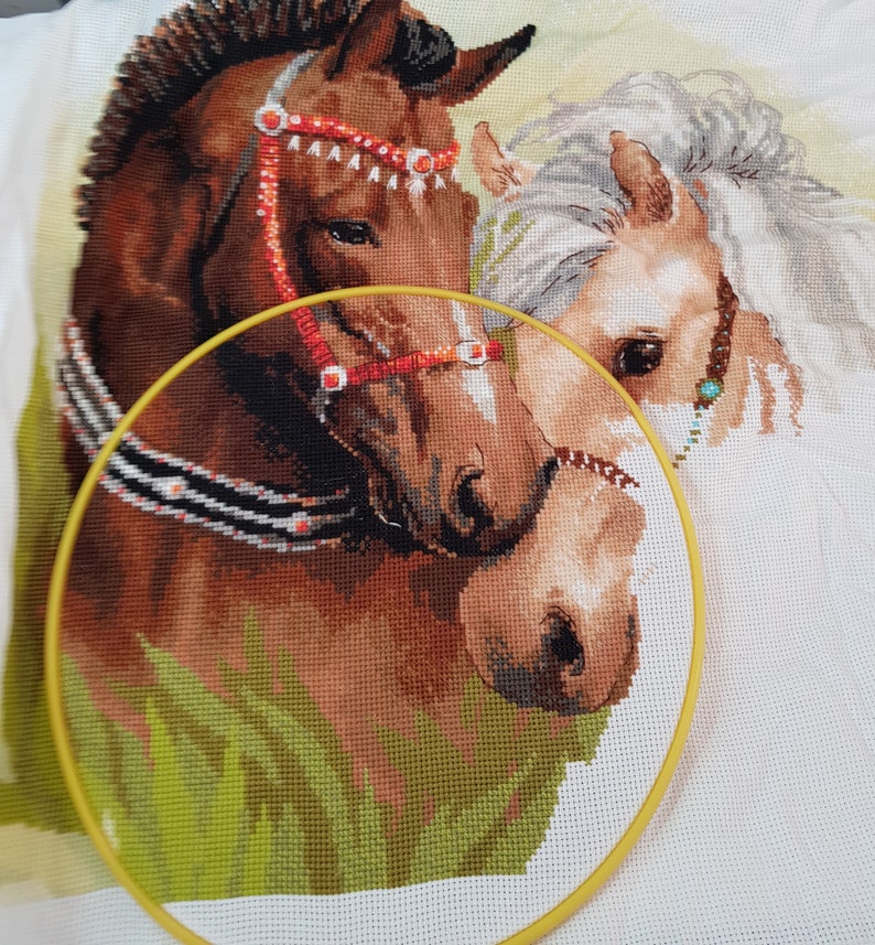 Finished Cross Stitch "horses" - Etsy