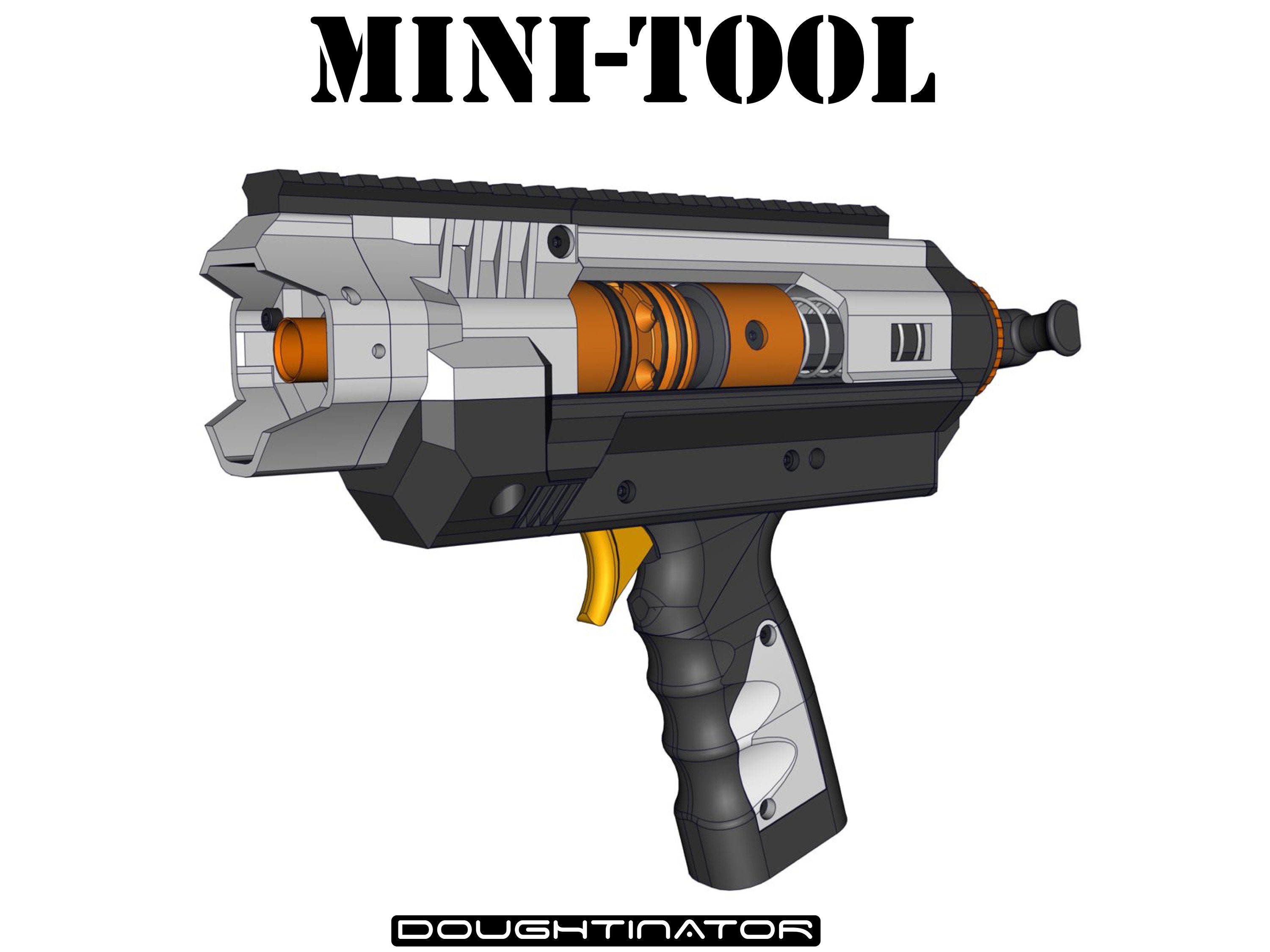 Single Shot 3D Printed T-pull Blaster: Mini-tool Foam Dart Blaster ...