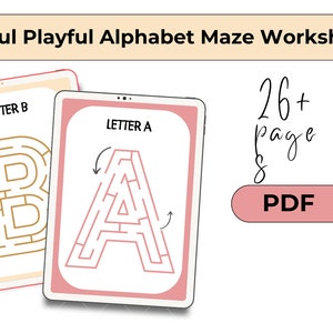 Colorful Playful Alphabet Maze Worksheet - Etsy