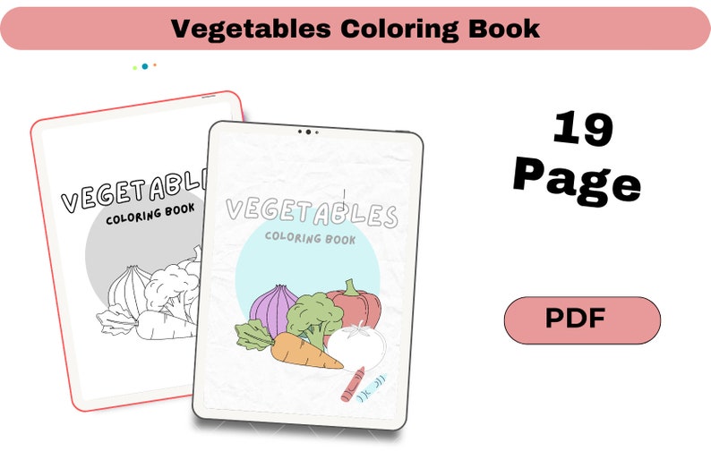 Vegetables Coloring Book, Veggie Coloring PDF | 19 Printable Vegetable ...