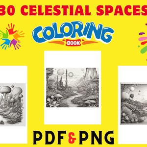 30 Celestial Spaces Coloring Pages | Printable Adult Grayscale Coloring Book | Instant Download ...