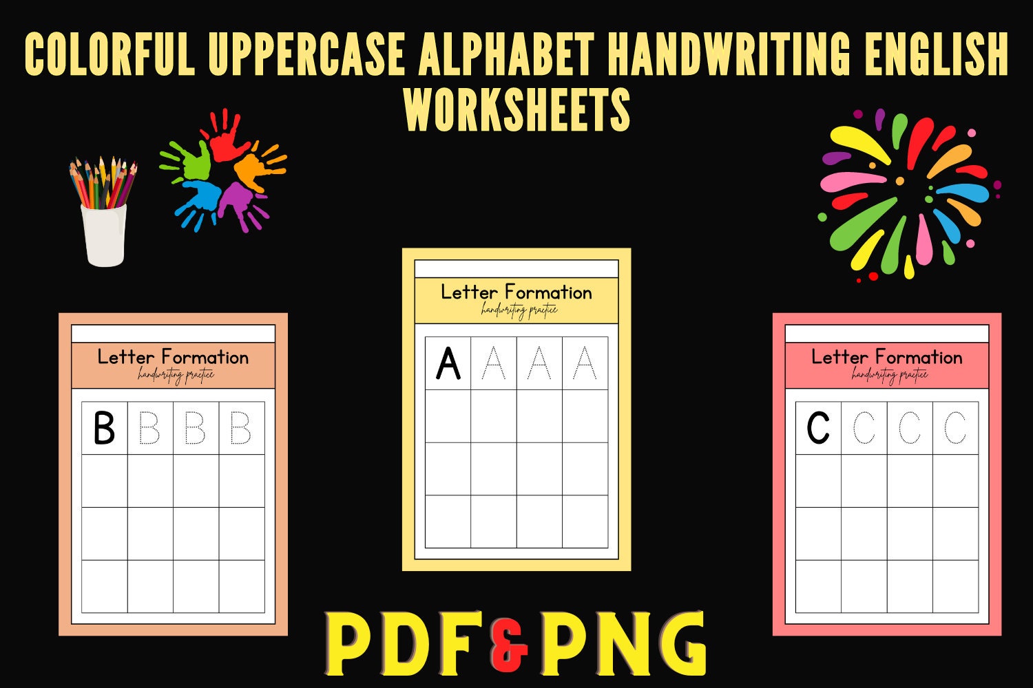 26 Printable Uppercase Alphabet Tracing Worksheets, Colorful Uppercase ...