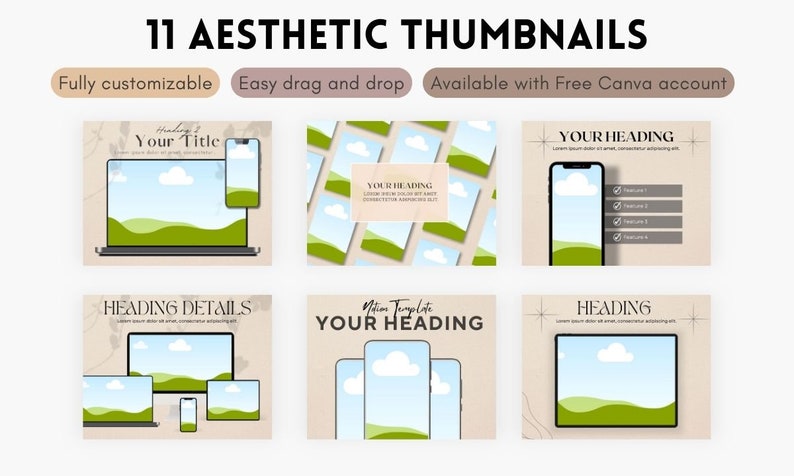 10+ Aesthetic Thumbnails Canva Template - Etsy