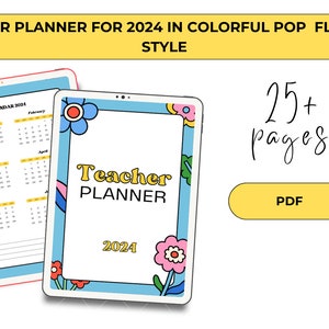 Teacher Planner for 2024 in Colorful Pop Flowers Style - Etsy