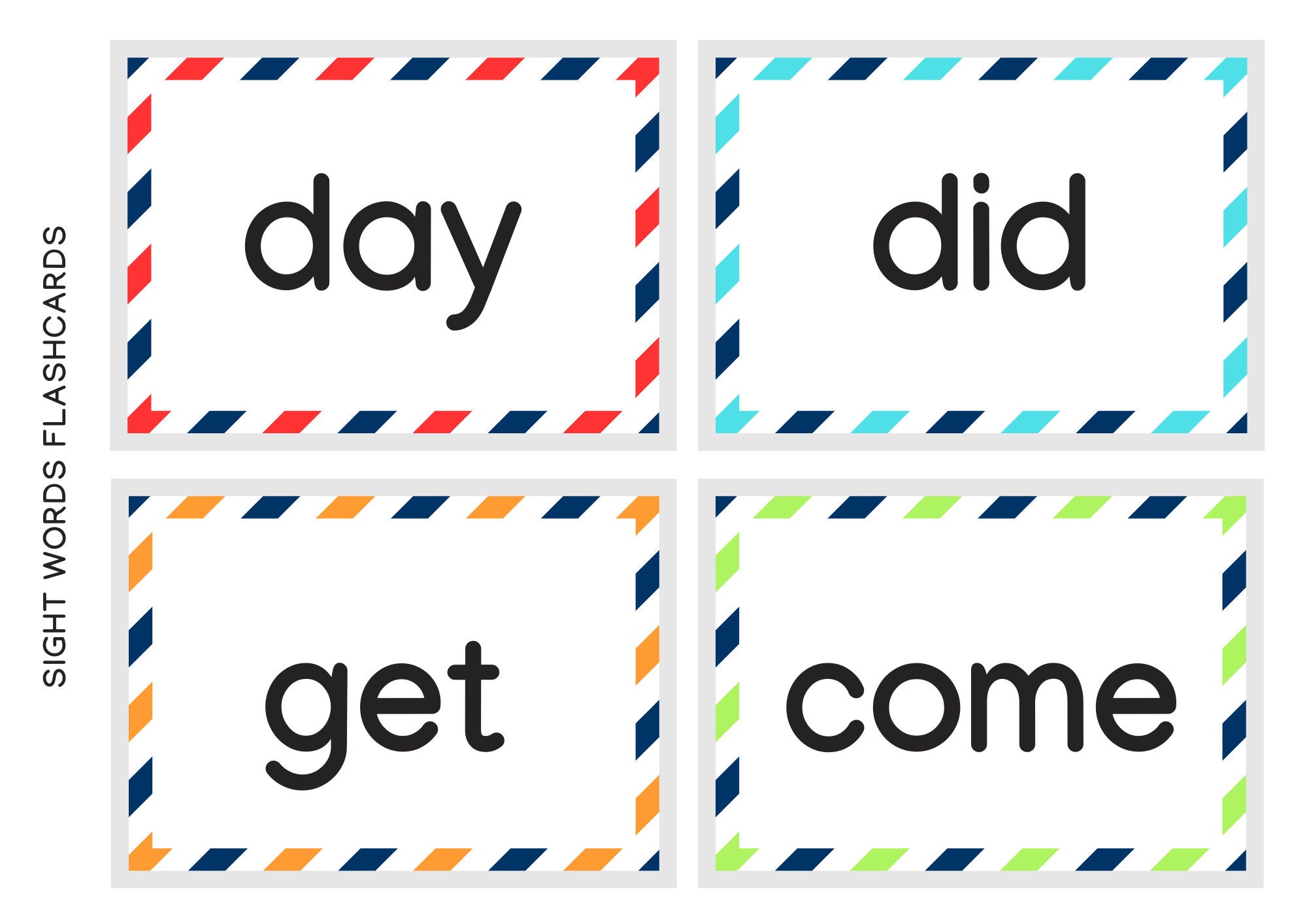 24 Printable Fry's First Hundred Sight Word Flashcards | Kindergarten ...