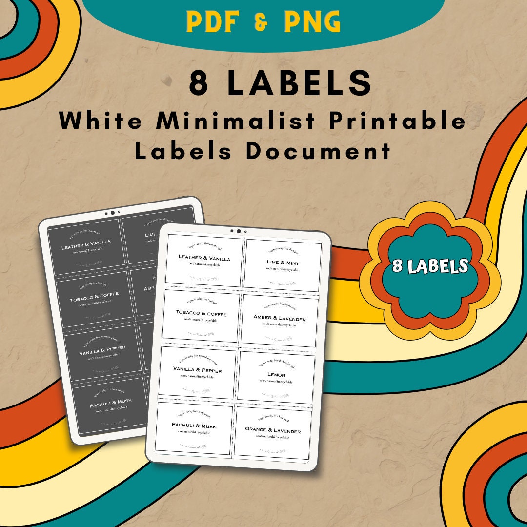 White Minimalist Printable Labels Document - Etsy