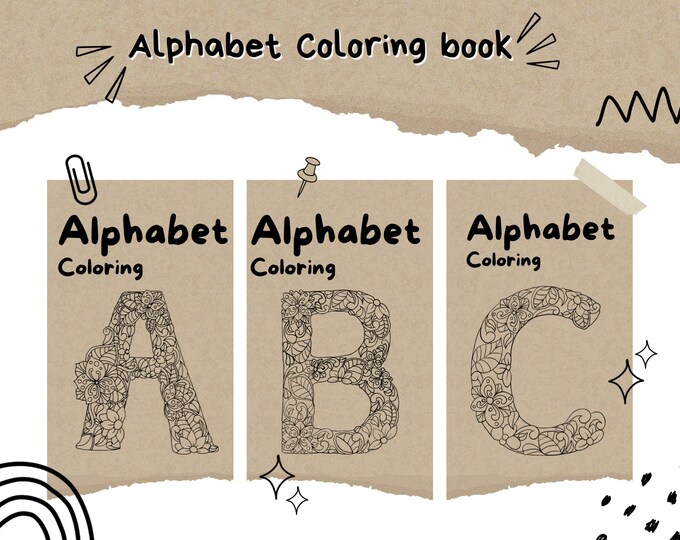 Printable Adult Coloring Pages Hand Lettering Floral Alphabet Letters ...