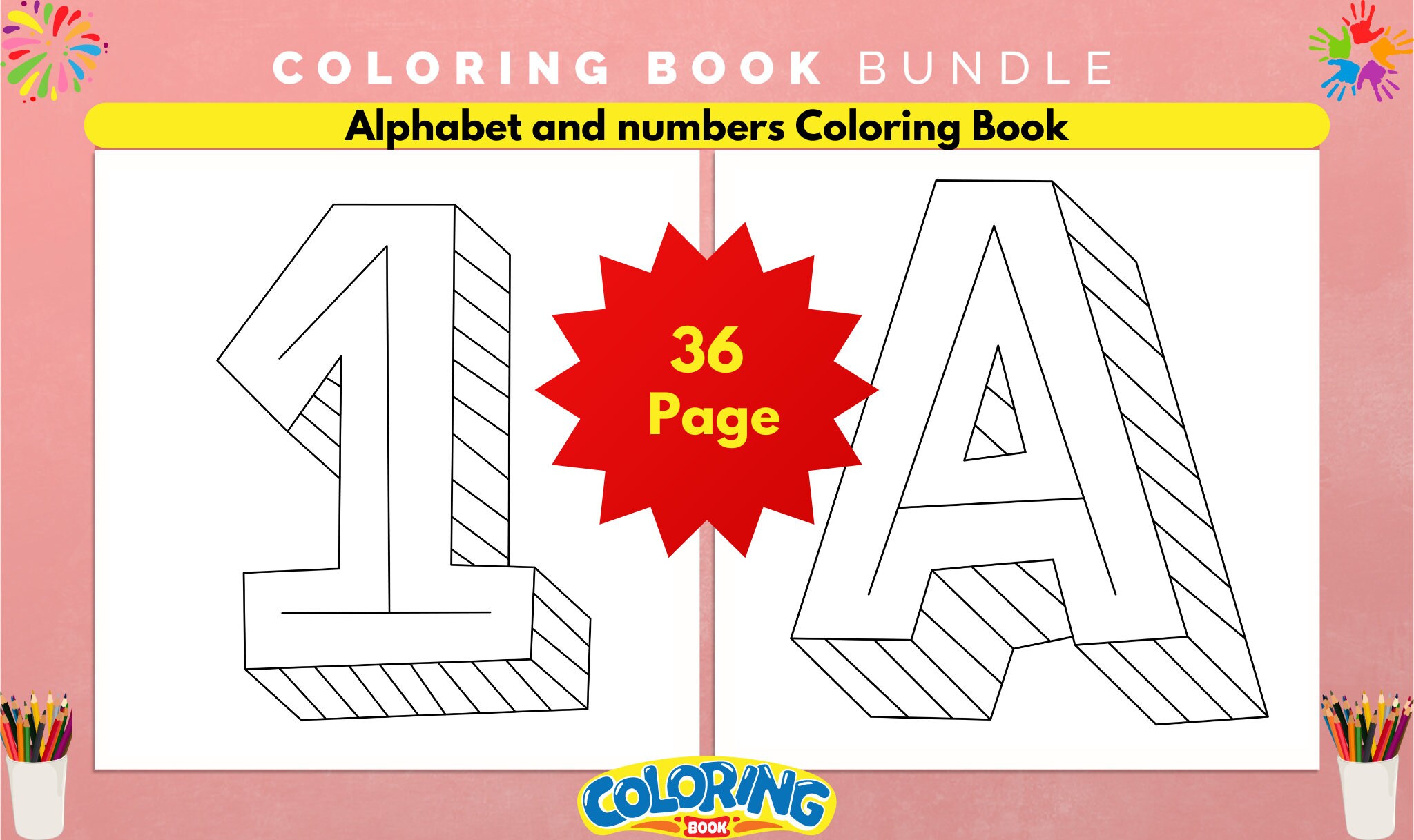 Alphabet and Numbers Coloring Book - Etsy