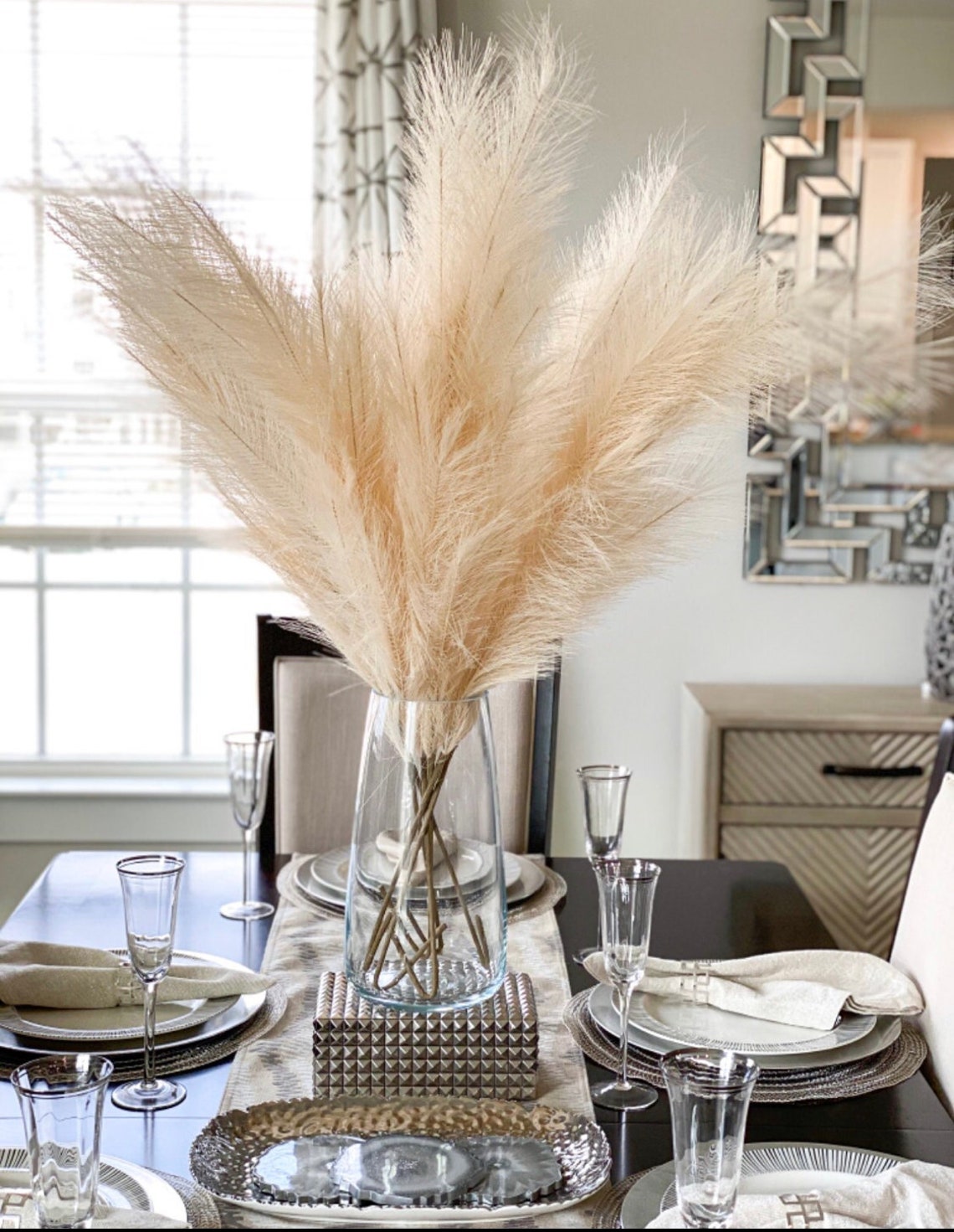 Artificial Pampas Grass Large 3 Stems, 43 Inches Tall Large Pampas ...