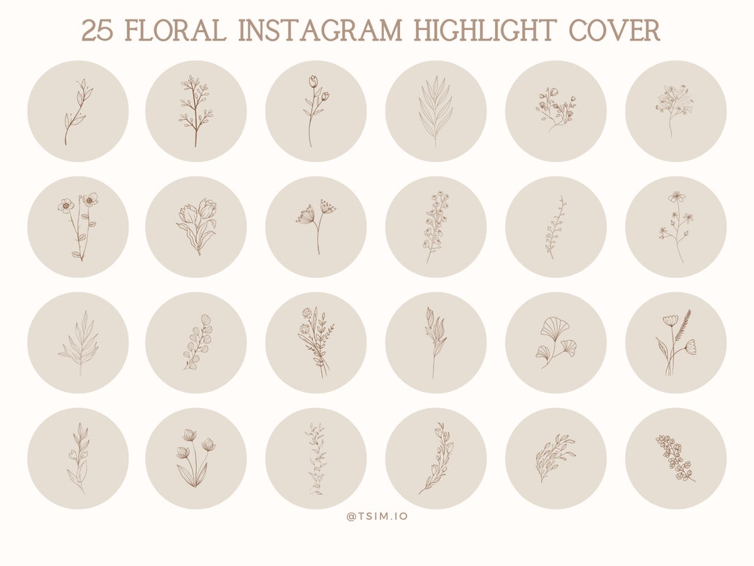 Instagram Highlight Covers Floral Brown Fine Line Botanical Covers ...