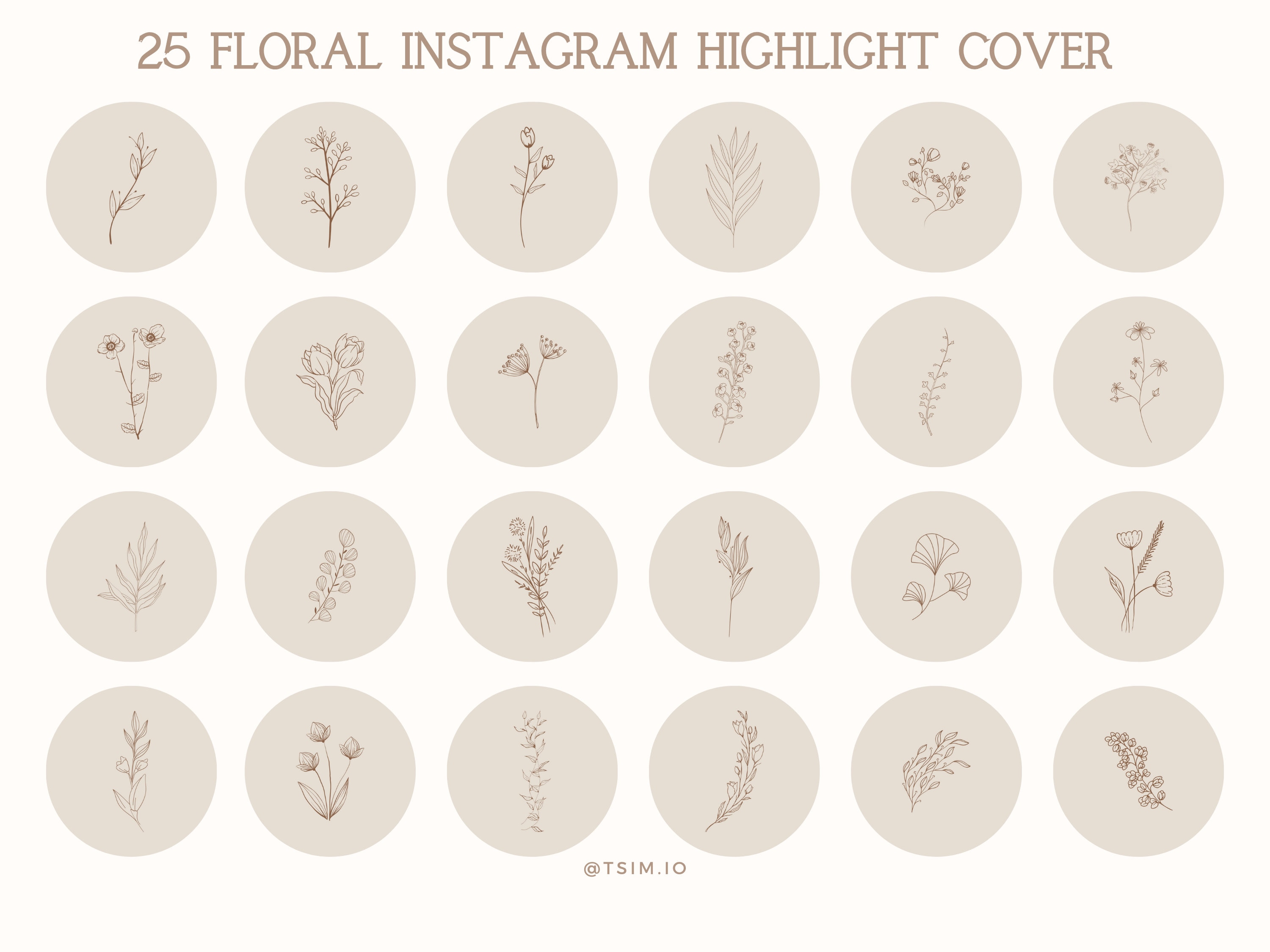 Instagram Highlight Covers Floral Brown Fine Line Botanical Covers ...