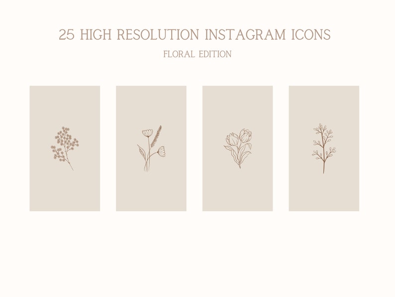 Instagram Highlight Covers Floral Brown Fine Line Botanical Covers ...