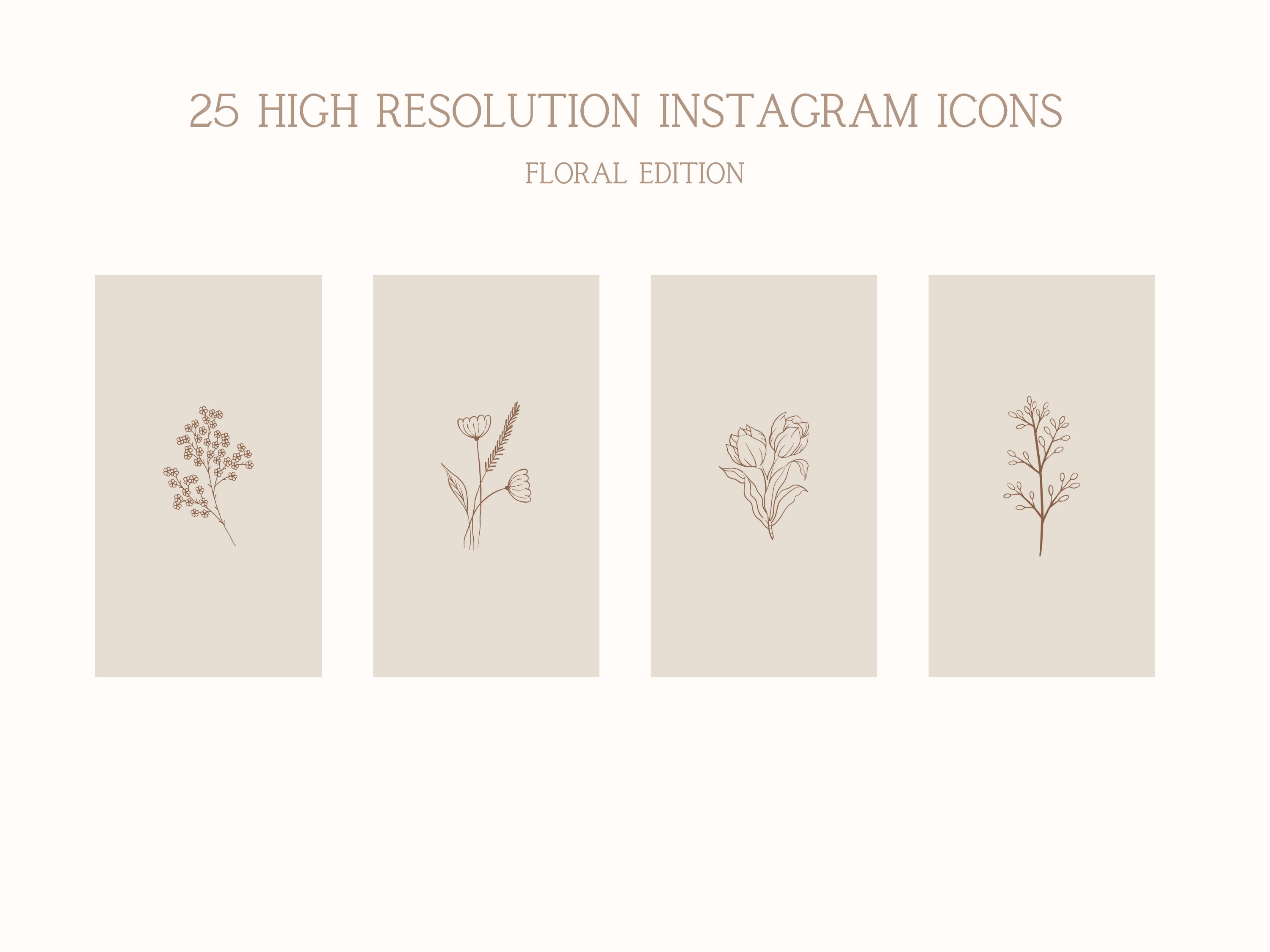 Instagram Highlight Covers Floral Brown Fine Line Botanical Covers ...