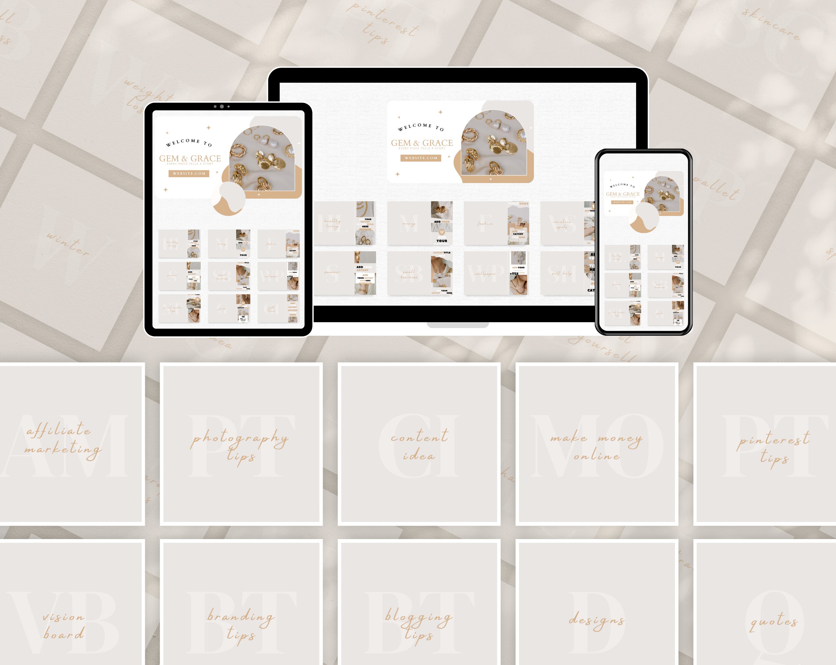 Pinterest Templates Board Covers Pinterest Pin Template Designs Boho ...