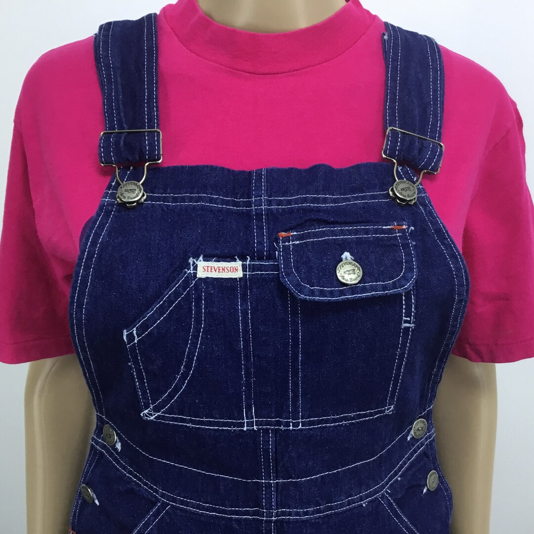 Vintage Womens Sz S Denim Bib Overall Long Dress Stevenson Modest USA ...