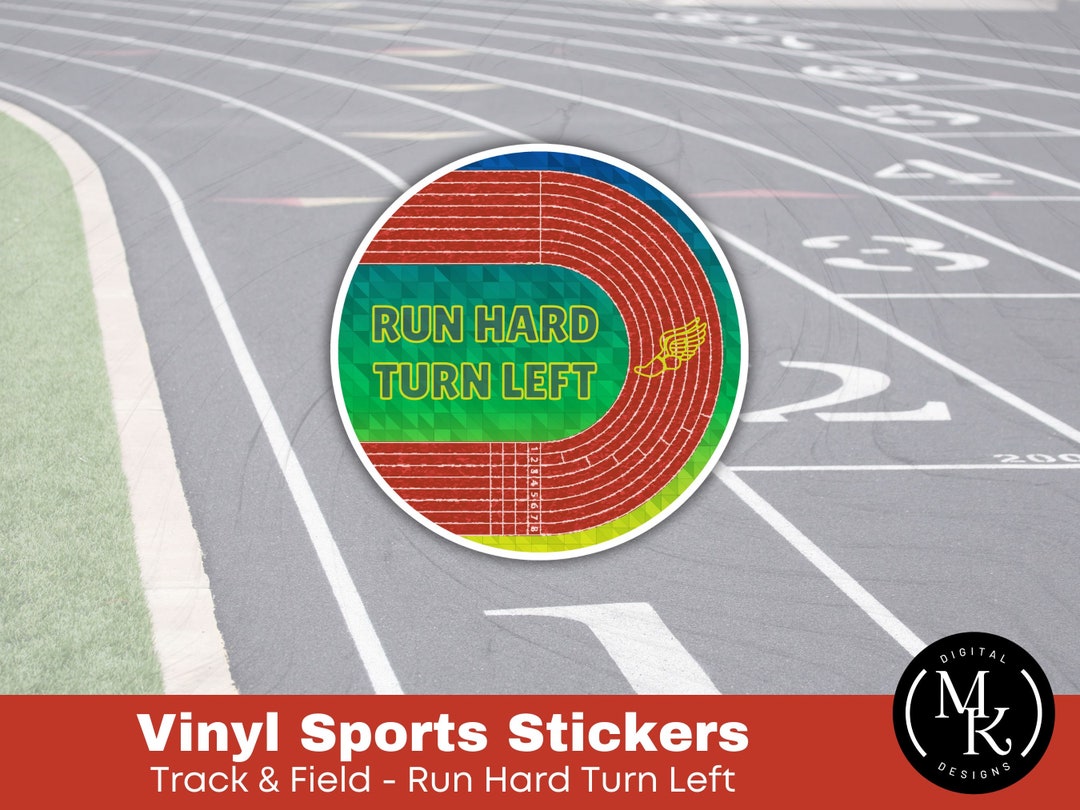 Track and Field Stickers, Run Hard Turn Left, Runner Sticker ...