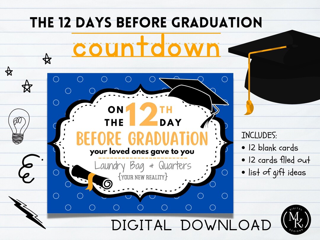 12 Days Before Graduation Countdown - BLUE, Graduation Gifts ...