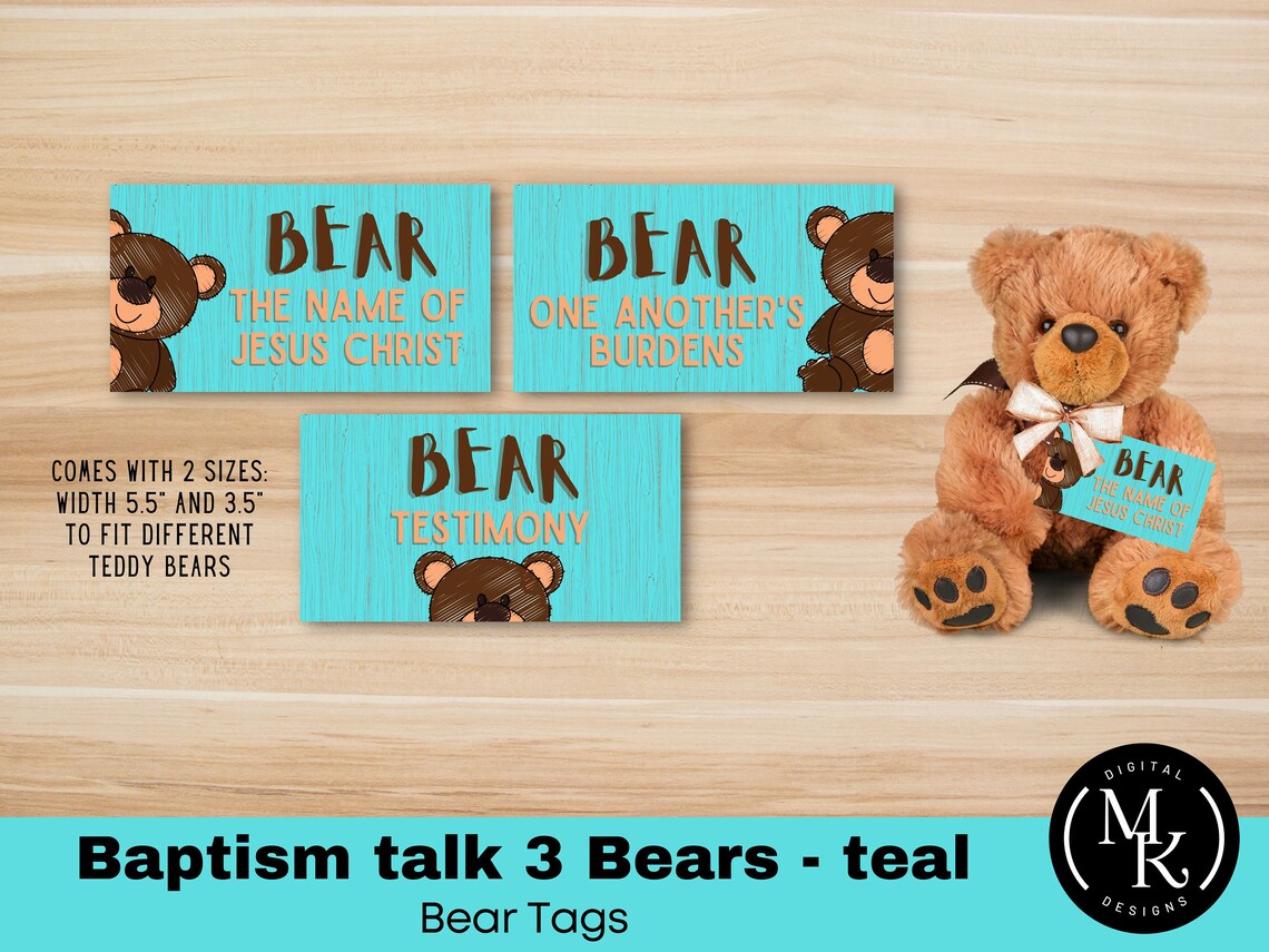 Baptism 3 Bears | LDS Baptism Talk & Printables Teal - Etsy