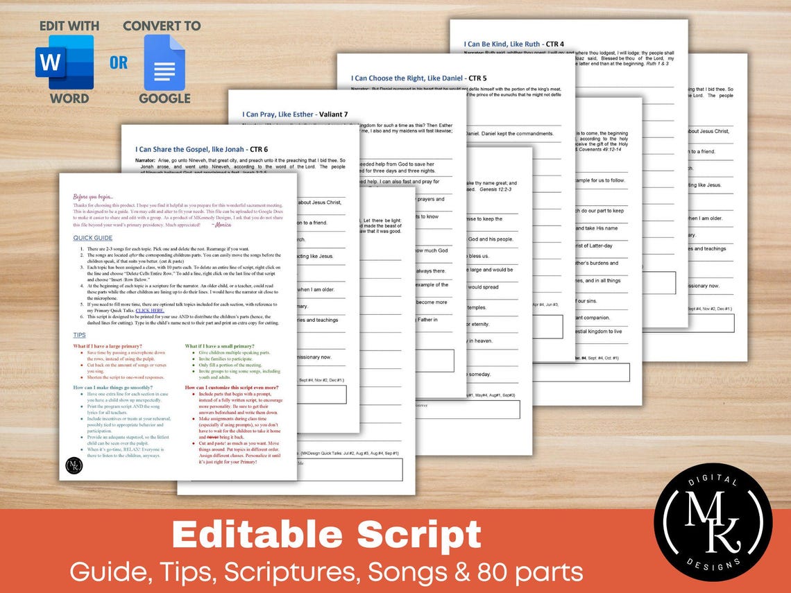 LDS Primary Presentation Script Bundle – 2026 the Old Testament - Come ...