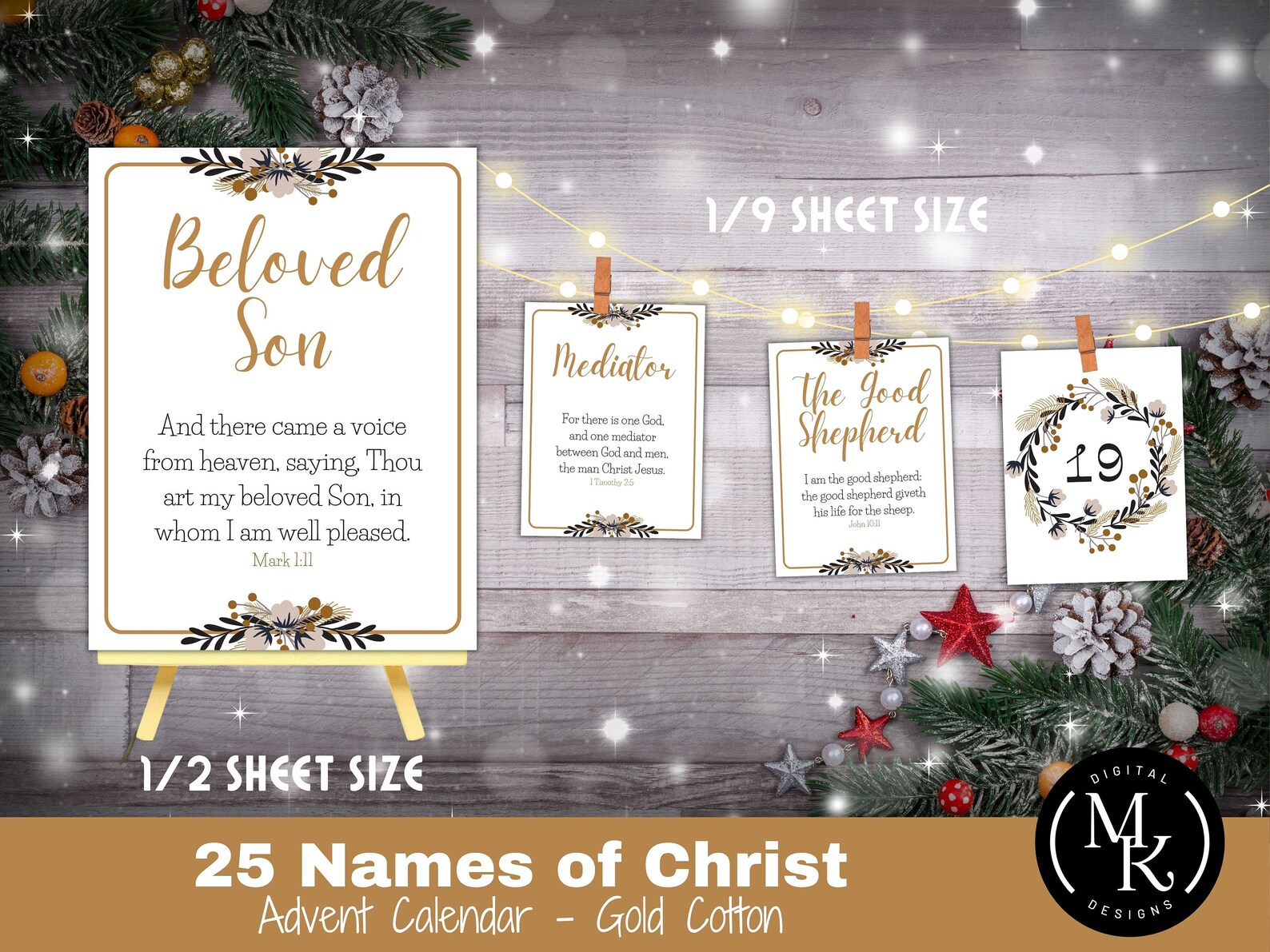 25 Names of Christ Advent Calendar Gold Cotton Set - Etsy