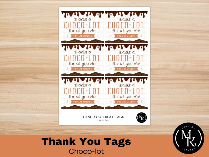 Thanks a CHOCO-LOT for All You Do Chocolate Tag Teacher - Etsy