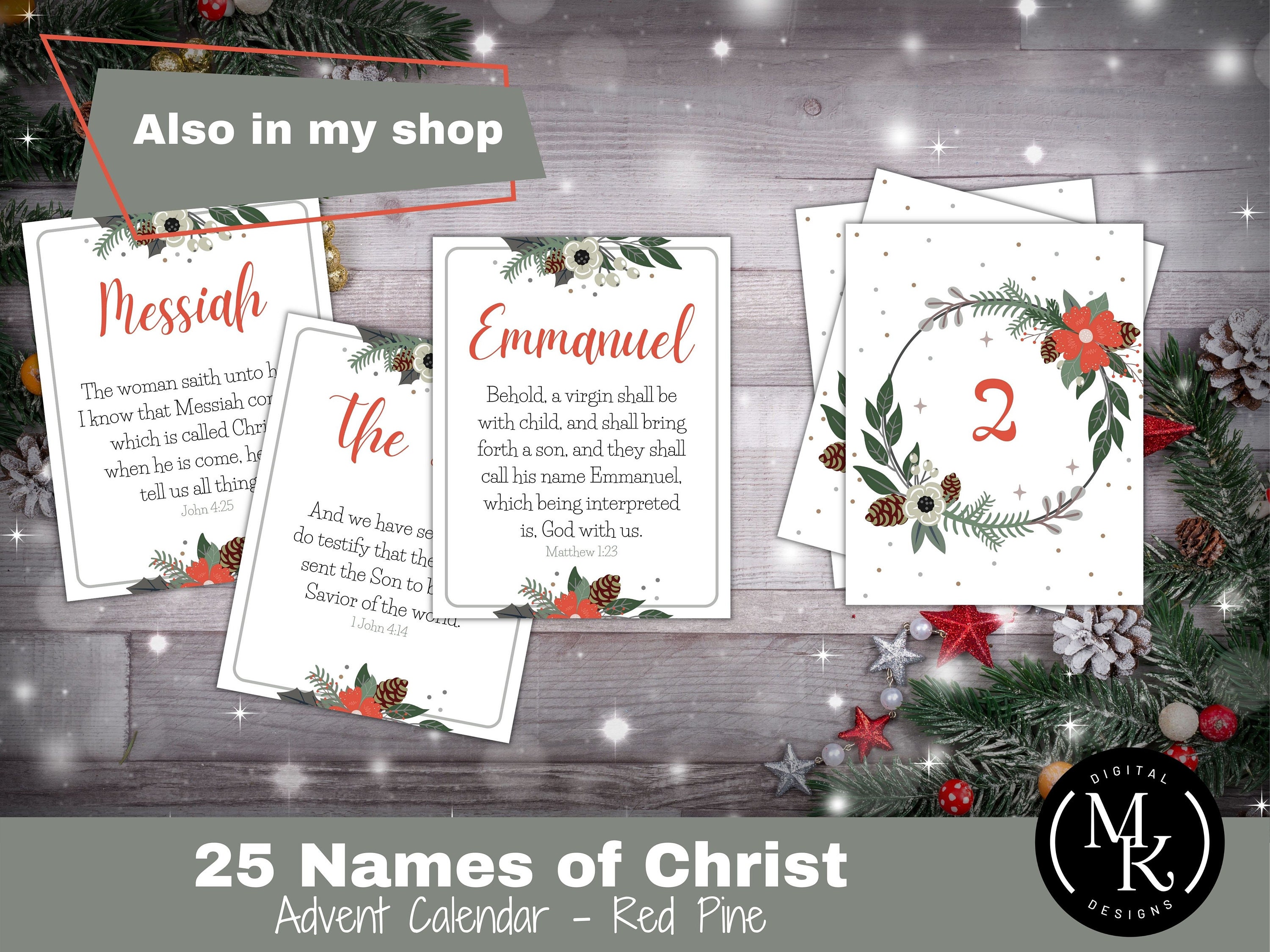 25 Names of Christ Advent Calendar - Gold Cotton Set, Christmas ...