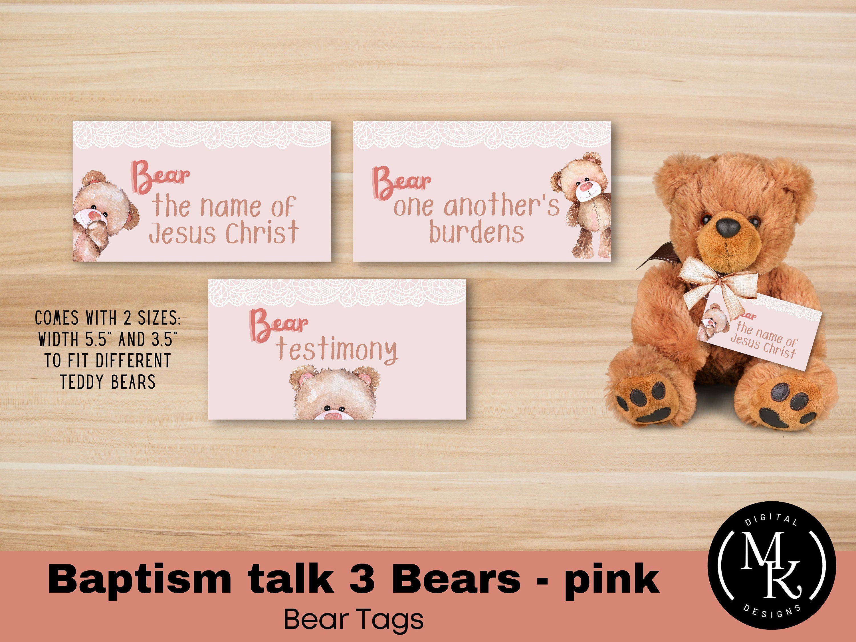 Baptism 3 Bears | LDS Baptism Talk & Printables Pink - Etsy