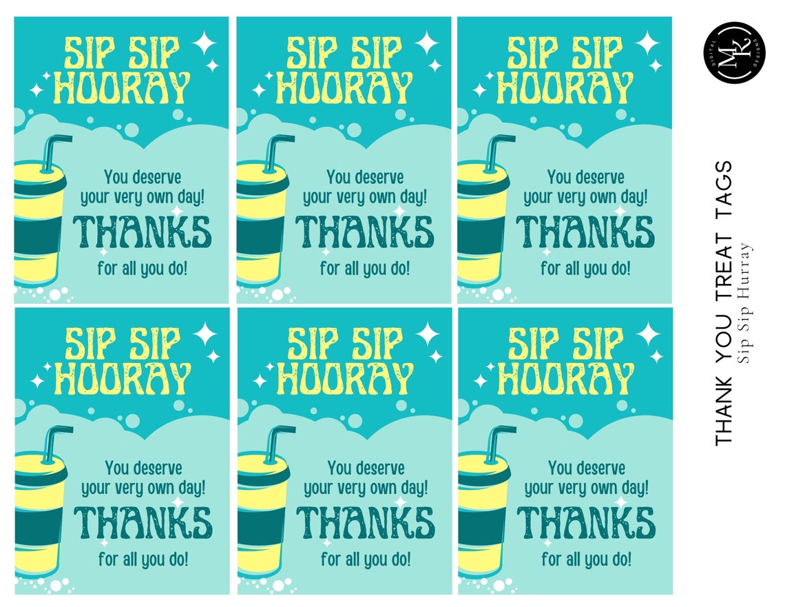 Sip Sip Hooray You Deserve Your Very Own Day Drink Tag - Etsy