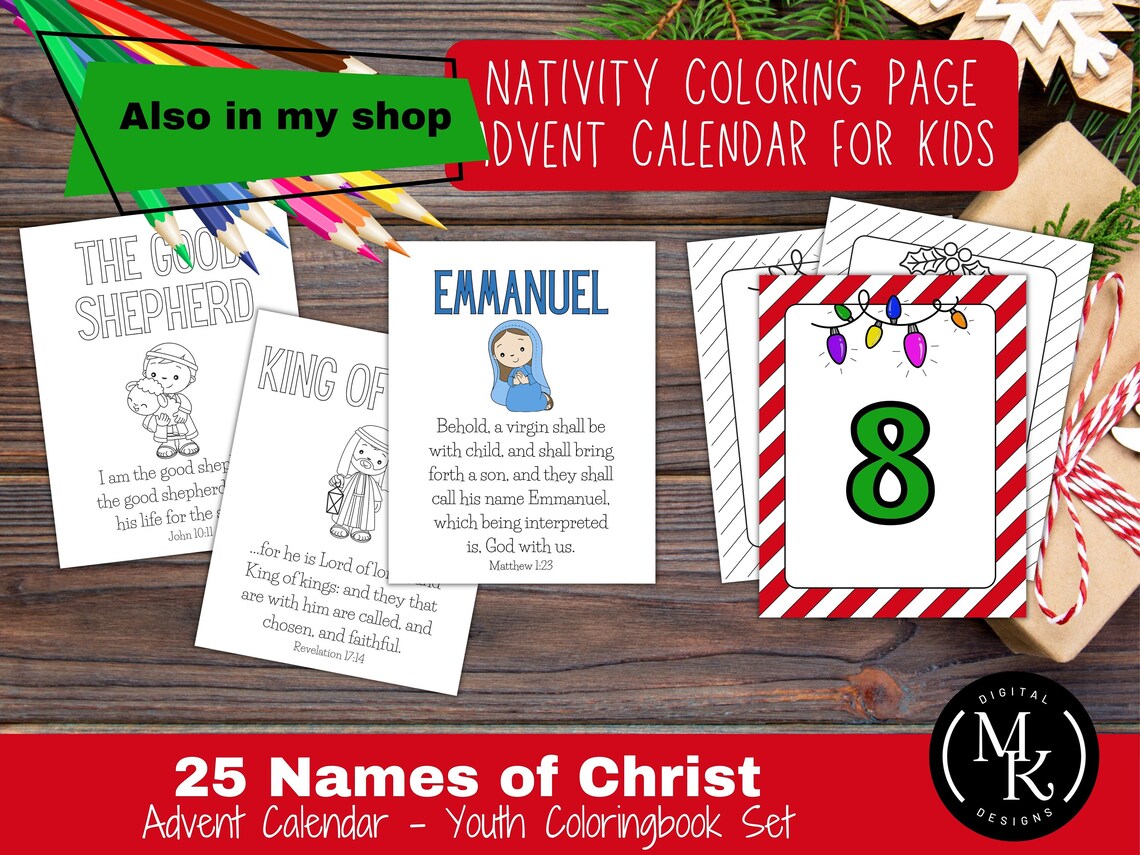 25 Names of Christ Advent Calendar Red Pine Set Christmas - Etsy