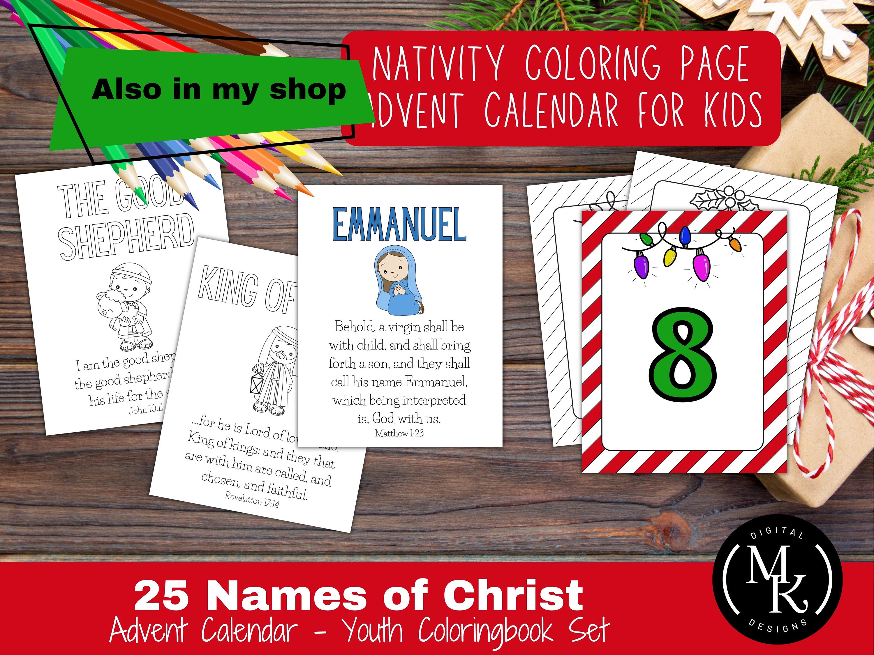 25 Names of Christ Advent Calendar - Gold Cotton Set, Christmas ...