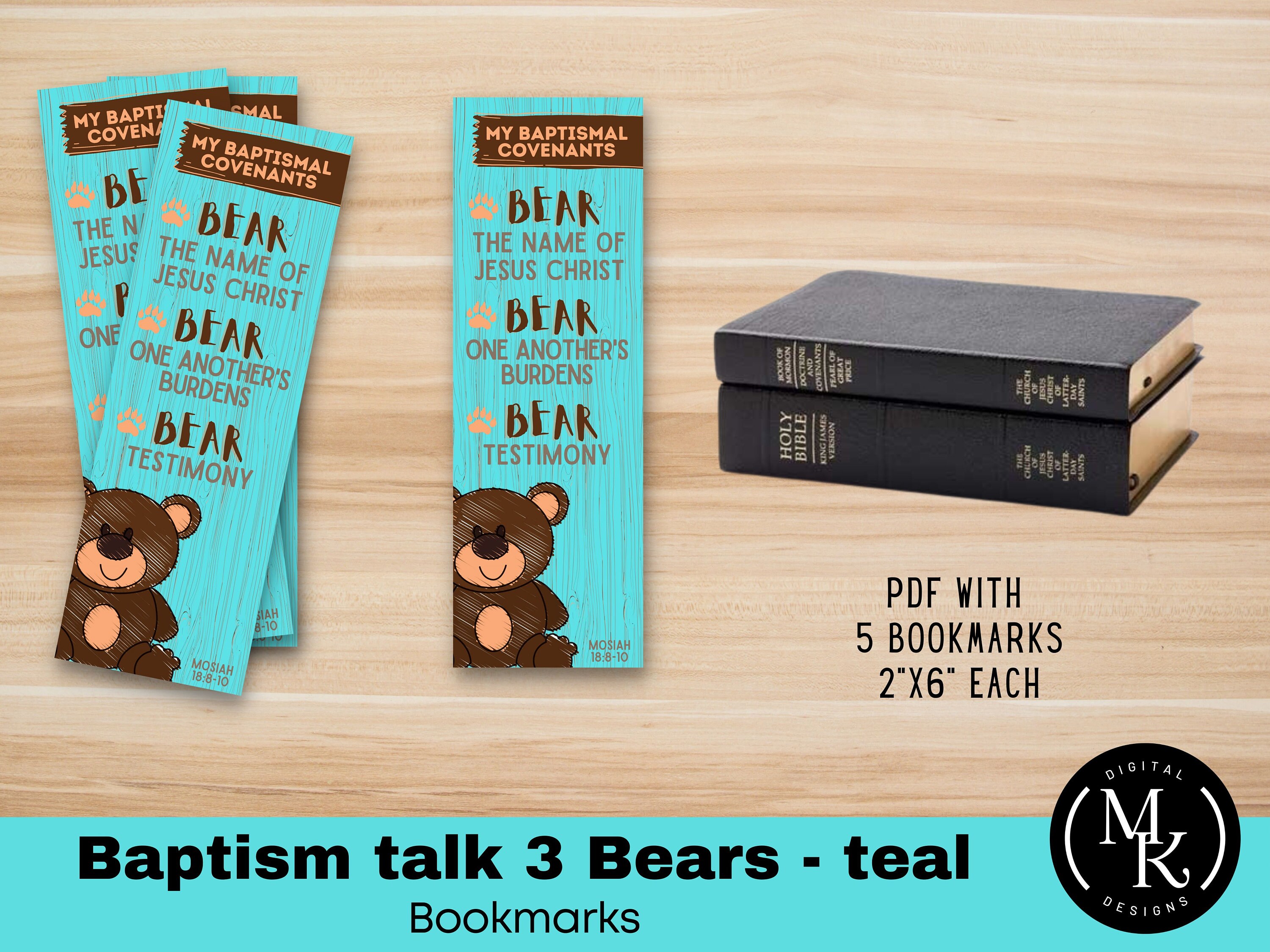Baptism 3 Bears | LDS Baptism Talk & Printables Teal - Etsy