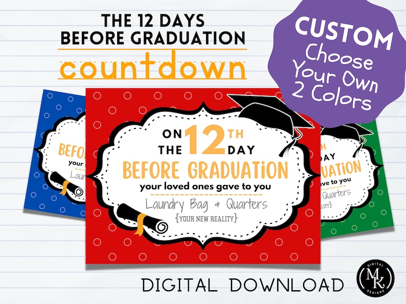 12 Days Before Graduation Countdown, Choose Your Colors, Graduation ...